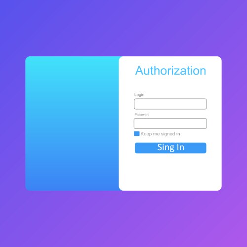Login form website ui account screen page Vector Image Login form website ui account screen page Vector Image