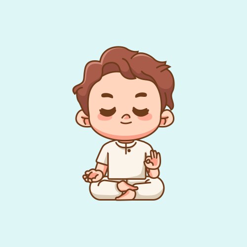Cute girl meditation yoga kawaii chibi character Vector Image