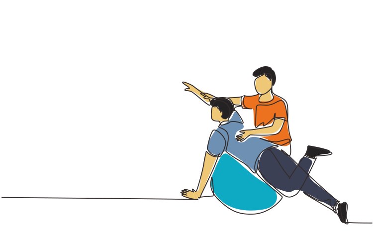 Single one line drawing physiotherapy Royalty Free Vector