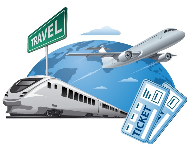 Airplane graphic on travel brochure Royalty Free Vector