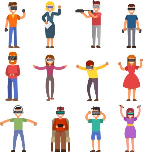 Cartoon people with virtual reality equipment men Vector Image