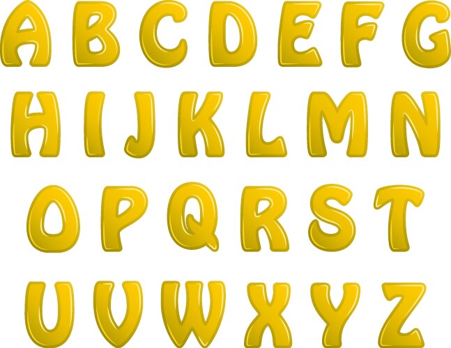 Yellow shiny letters holiday fonts Royalty Free Vector Image