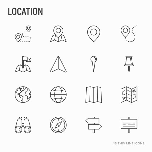 Location icons military style Royalty Free Vector Image