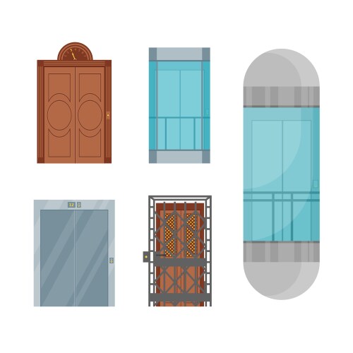 Cartoon elevators and stairs set Royalty Free Vector Image