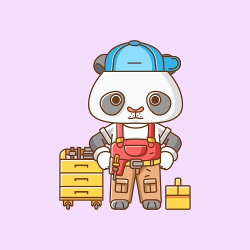 Cute sloth mechanic with tool at workshop cartoon Vector Image