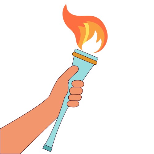 Hand holding torch with fire Royalty Free Vector Image