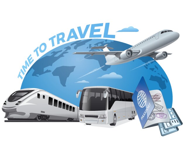 Airplane graphic on travel brochure Royalty Free Vector