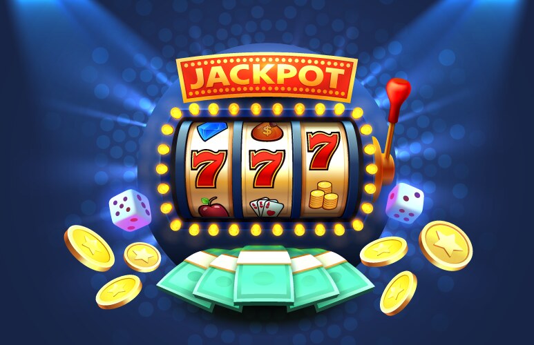 Winner slots machine casino jackpot fortune win Vector Image