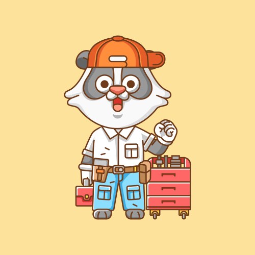 Cute rabbit mechanic with tool at workshop Vector Image