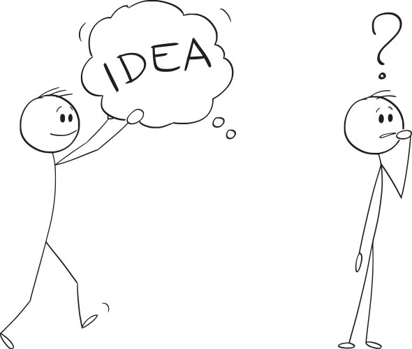 Person needs help with idea cartoon stick figure Vector Image