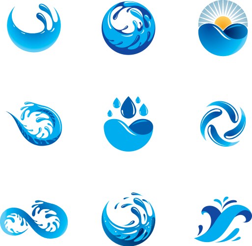 Water splashes collection Royalty Free Vector Image