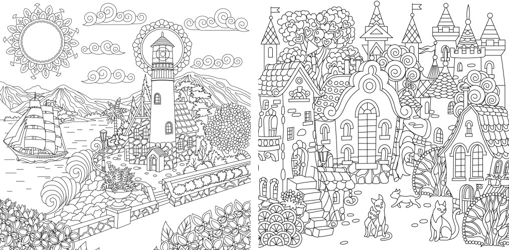 Building Coloring Pages Vector Images (over 6,200)