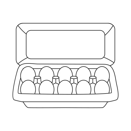 Empty egg carton with missing eggs and cross sign Vector Image