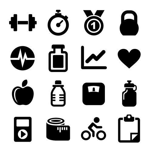 Sports and training icons Royalty Free Vector Image
