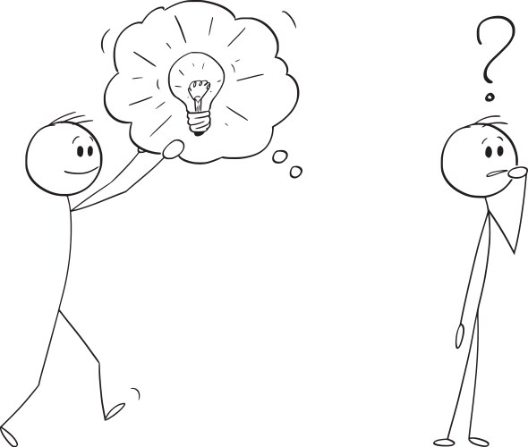 Person needs help with idea cartoon stick figure Vector Image