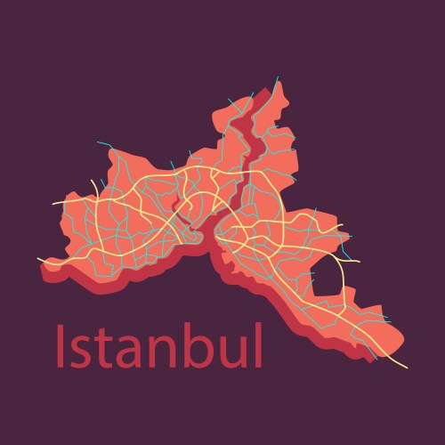 High quality map of istanbul sticker with borders Vector Image