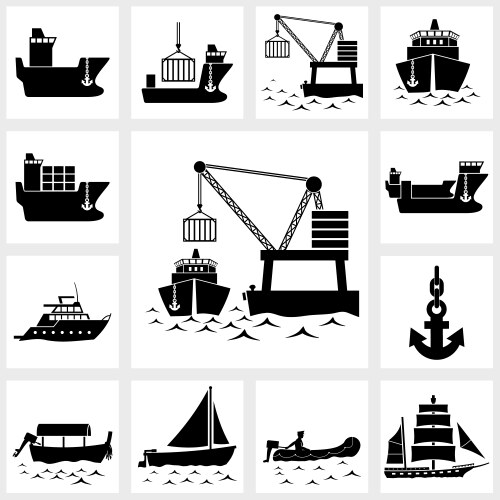 Sea ships and boats from above Royalty Free Vector Image