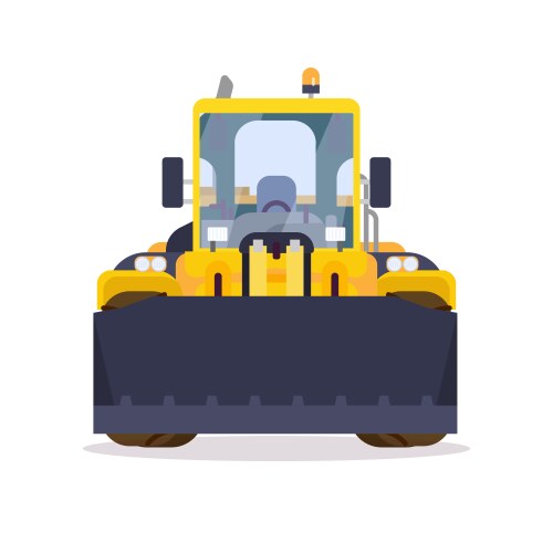 Cartoon wheel front loader bulldozer with shovel Vector Image