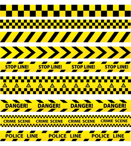 Black and yellow police stripe border Royalty Free Vector