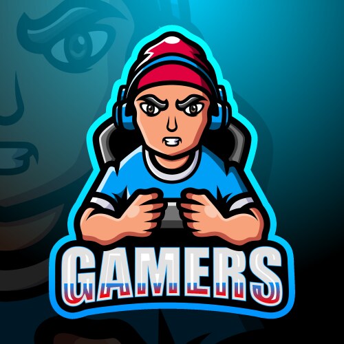 Pro player mascot esport logo design Royalty Free Vector