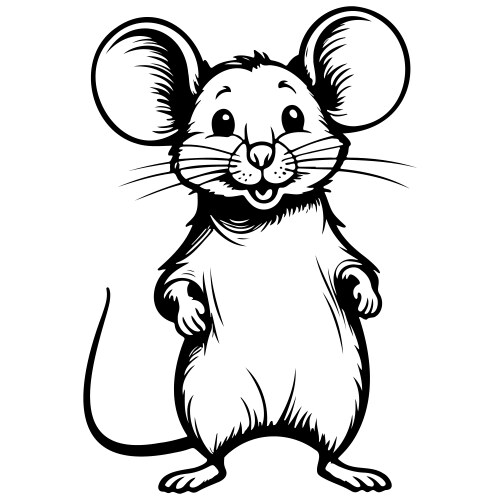 Mouse drawing realistic outline line transparent Vector Image