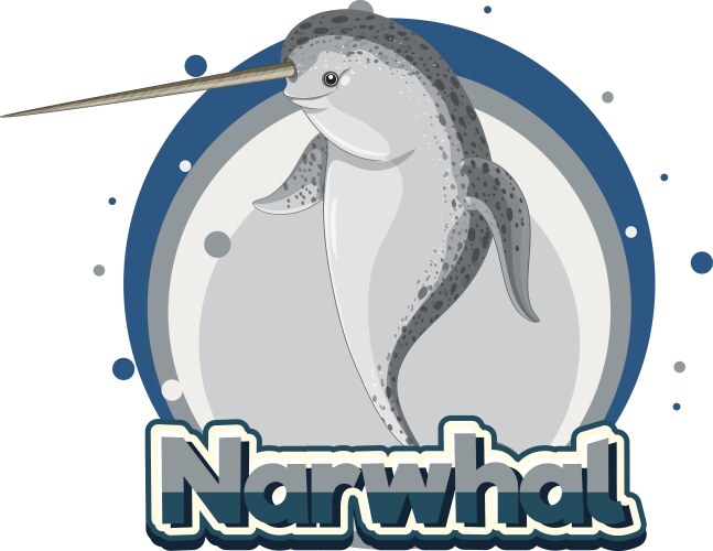 Narwhal logo with carton character Royalty Free Vector Image
