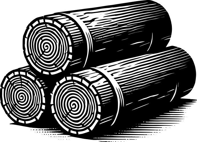 Wood log stack silhouette isolated on white Vector Image