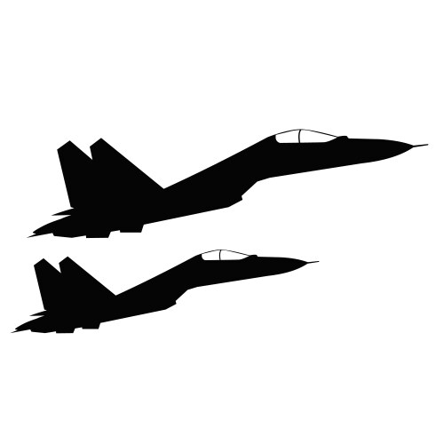 Military jet fighter flying formation silhouette Vector Image