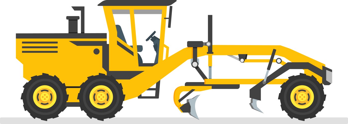Motor grader side view Royalty Free Vector Image