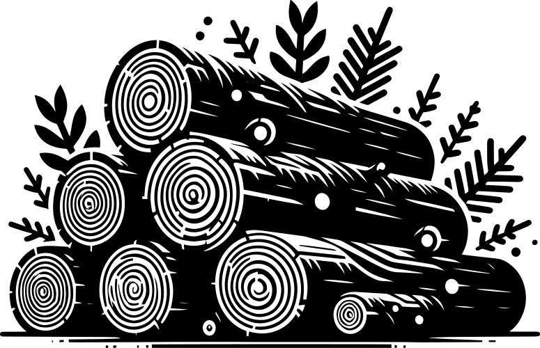 Wood log stack silhouette isolated on white Vector Image