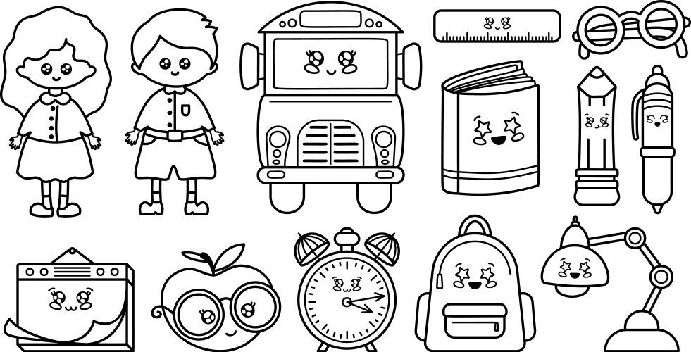 Back to school kawaii Royalty Free Vector Image