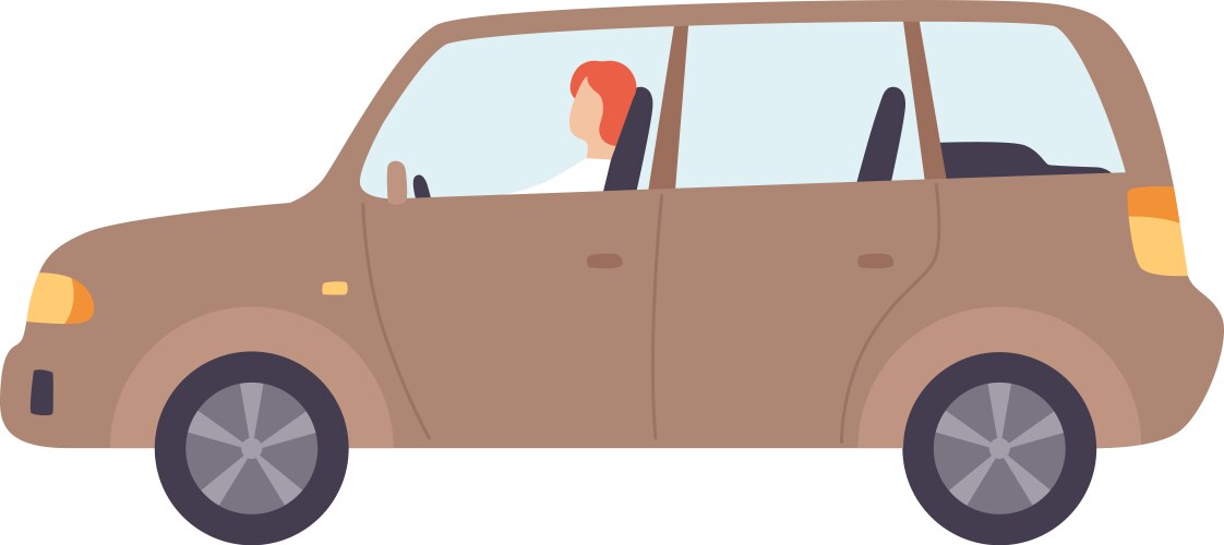 Black car with driver and passenger front view Vector Image