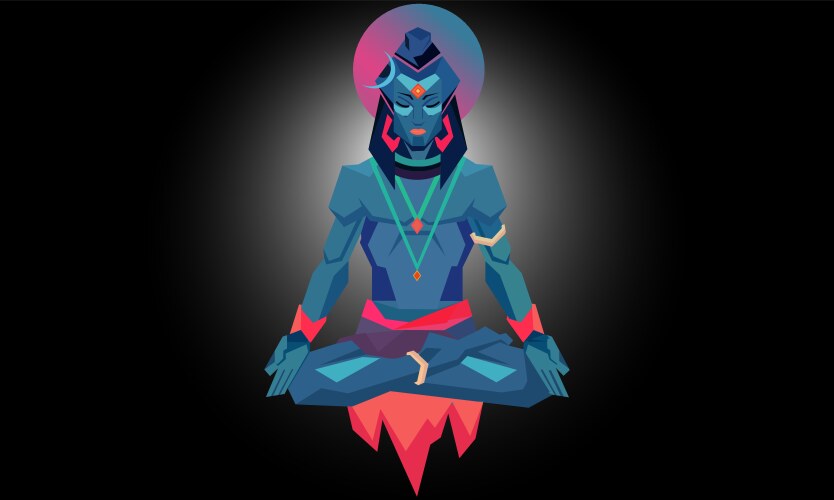 Lord shiva standing on top a rock Royalty Free Vector Image