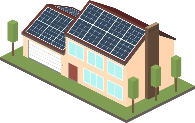 Smart home with solar panels 3d Royalty Free Vector Image