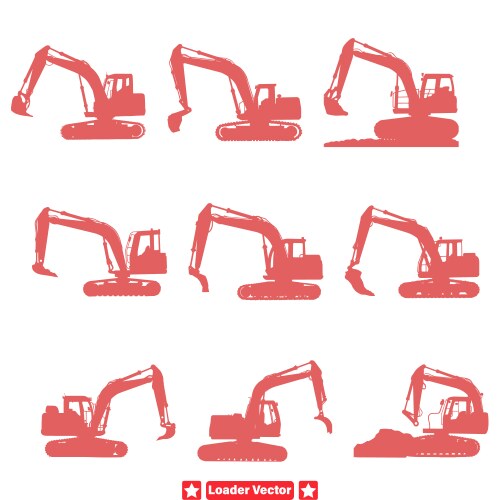 Loader machine silhouettes explore various Vector Image