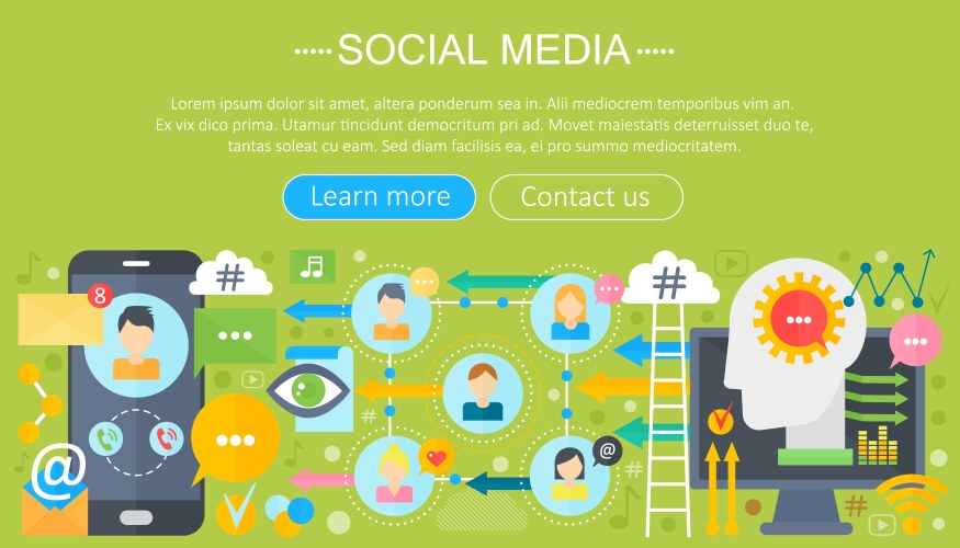 Collage poster design - social media concept Vector Image