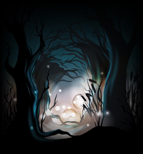 Creepy forest cartoon background Royalty Free Vector Image