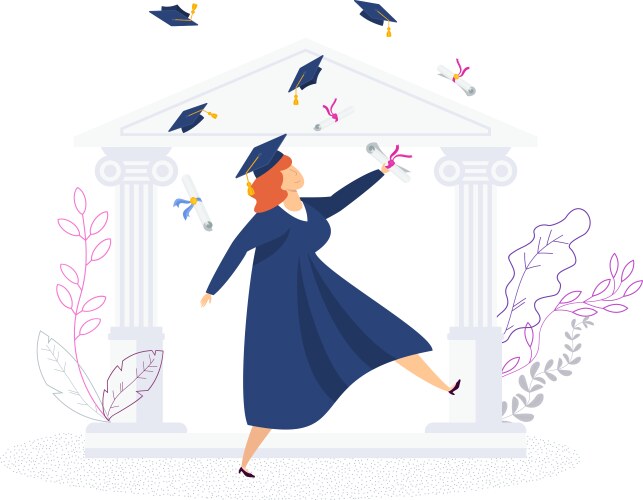 University graduates celebrate graduation Vector Image