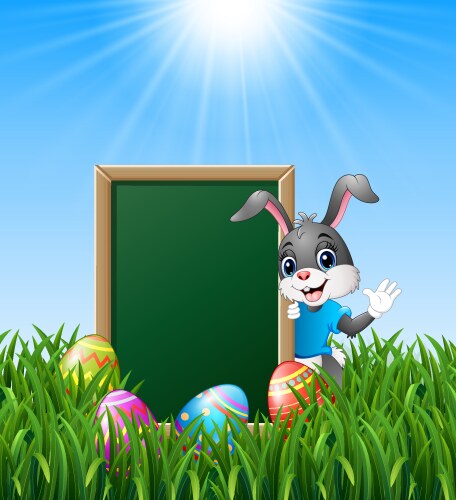 Cartoon bunny waving hand Royalty Free Vector Image