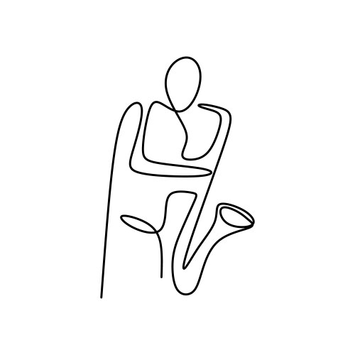 Continuous line drawings playing trumpets Vector Image