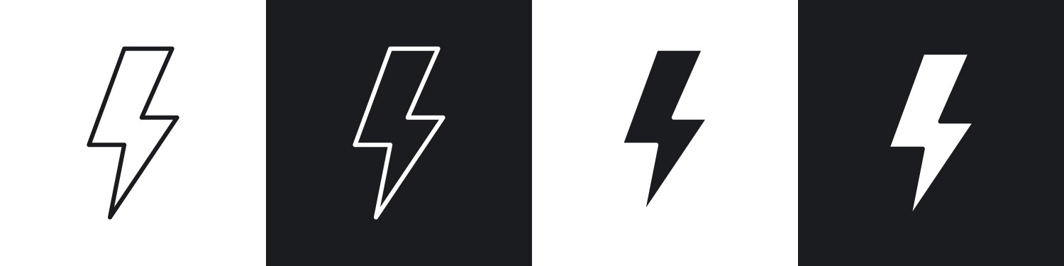Lightning bolt icon set Royalty Free Vector Image