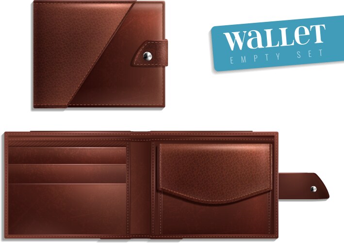 3d purple wallet open closed Royalty Free Vector Image