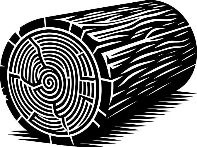 Wood log stack silhouette isolated on white Vector Image