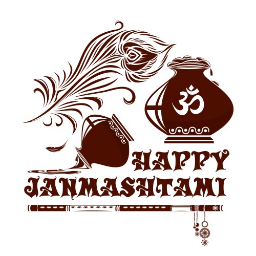 Happy janmashtami logo design for hindu festival Vector Image