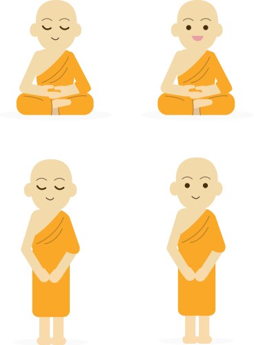 A child monk smile isolate on white background Vector Image