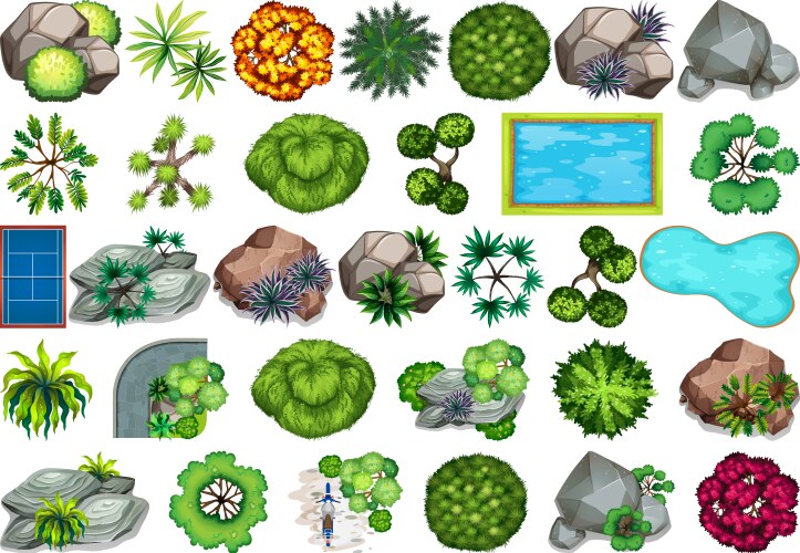 Trees top view for landscape Royalty Free Vector Image