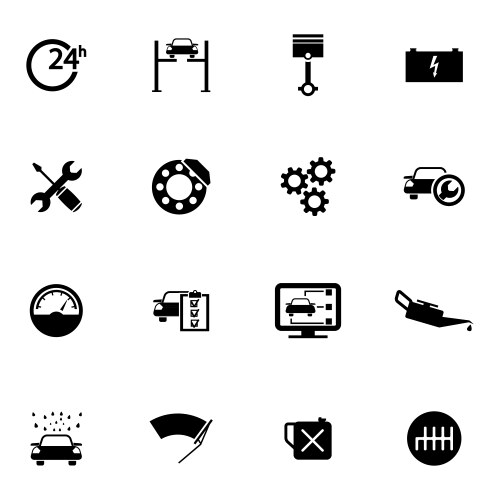 Black car service icon set Royalty Free Vector Image