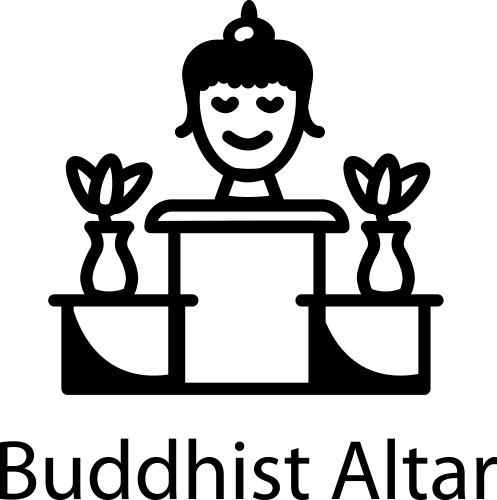 Collection of buddhist symbols glyph icons Vector Image