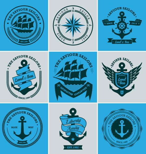 Nautical labels color Royalty Free Vector Image