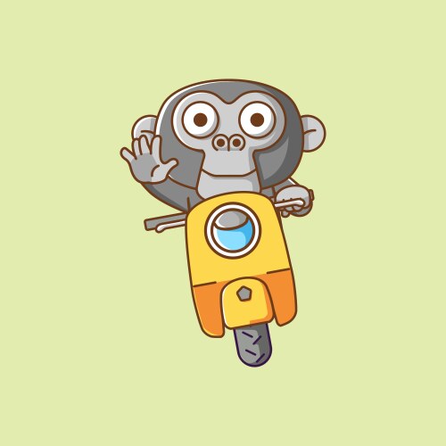 Cute monkey riding scooter animal kawaii chibi Vector Image